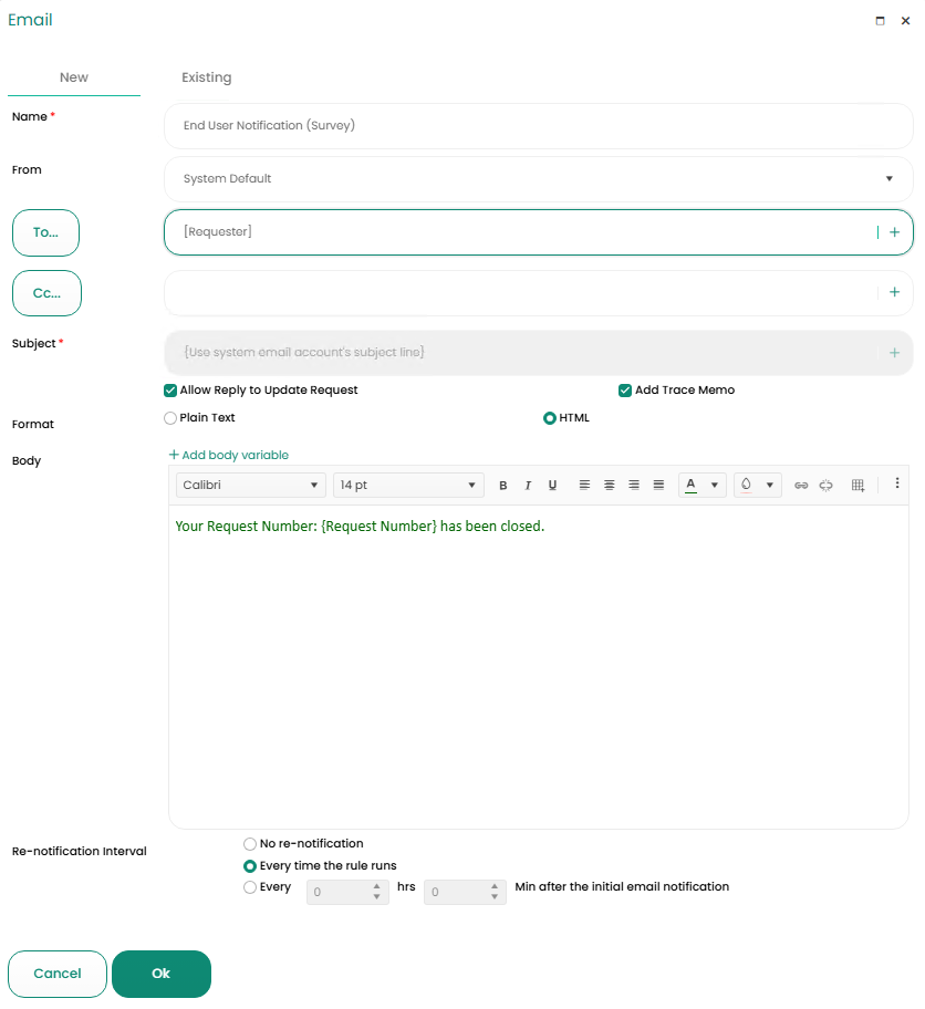 Sample 2: When a request is closed, send a notification to the ...