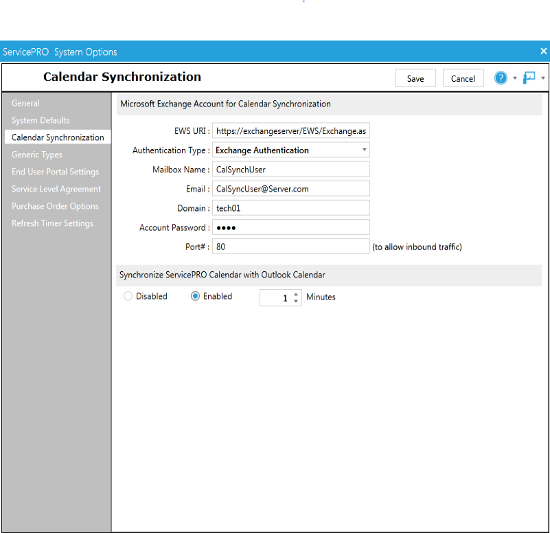 Configuring Calendar Synchronization